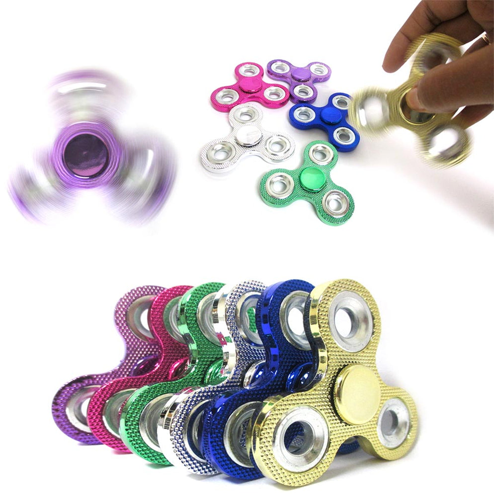 3 Gyro Finger Tri-Spinner Fidget Spinner Metallic Toy Bling EDC Hand F ...