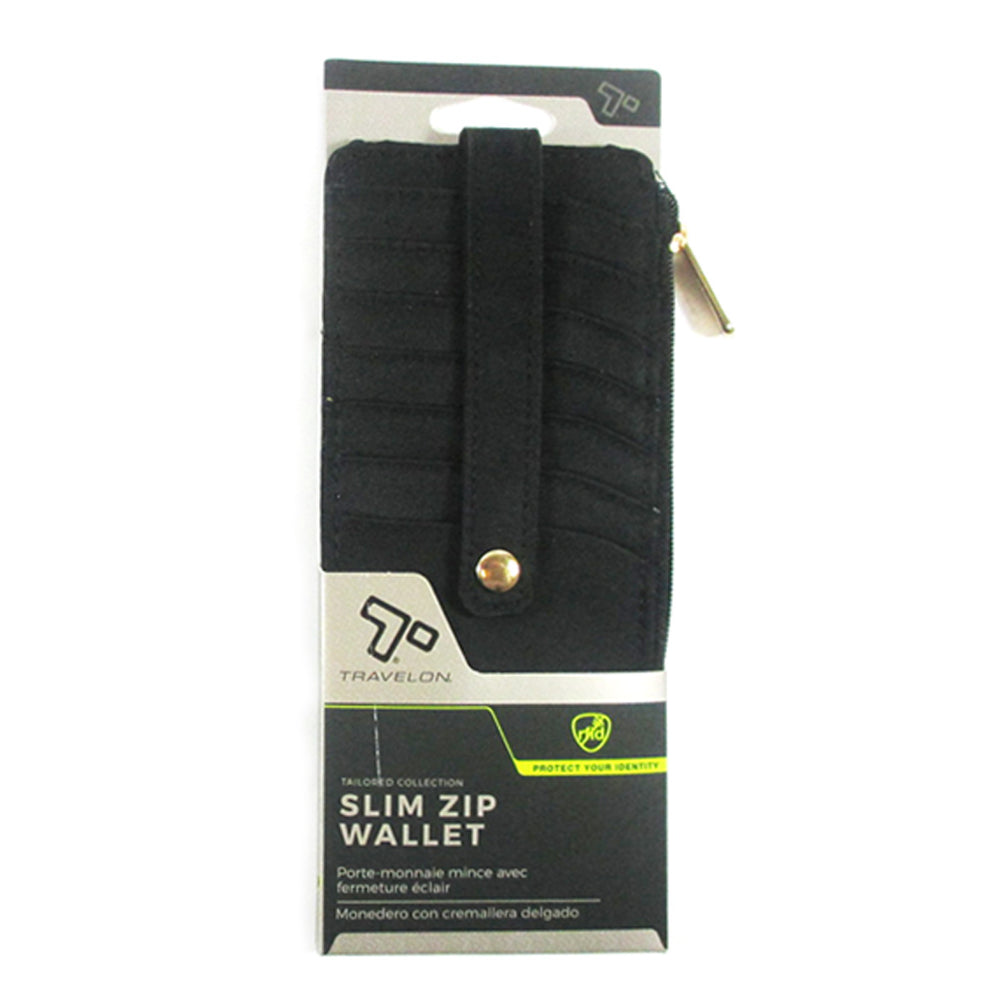 1 Travelon RFID Blocking Slim Zip Wallet Womens Card ID Window Organiz ...