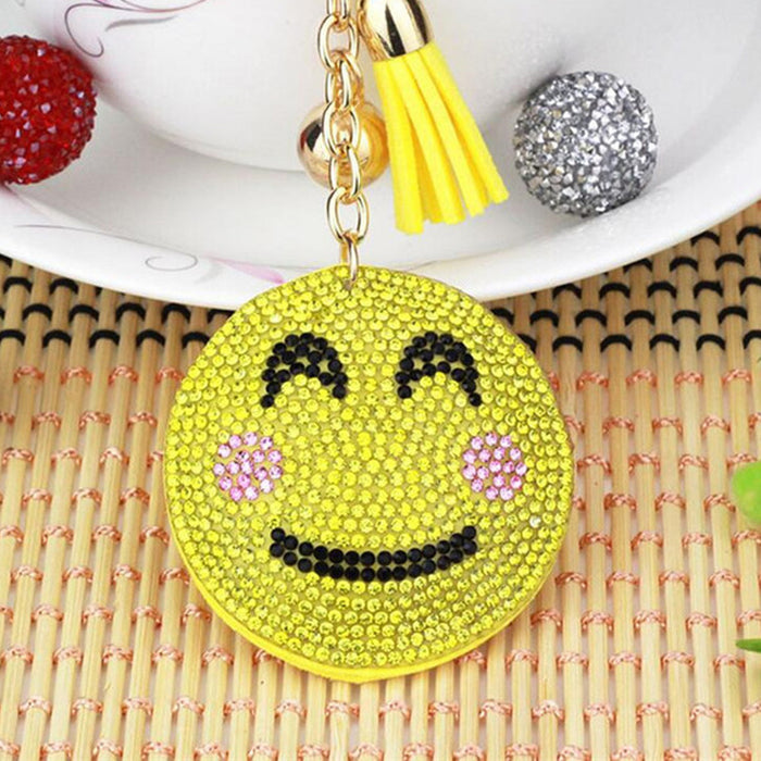 4 Pack Emoji Keychain Rhinestone Studded Smiley Face Toy Key Chain Key ...