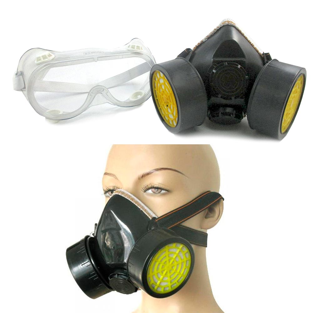 Dual Cartridge Respirator Mask Safety Dust Paint Filter Face Air Gass ...
