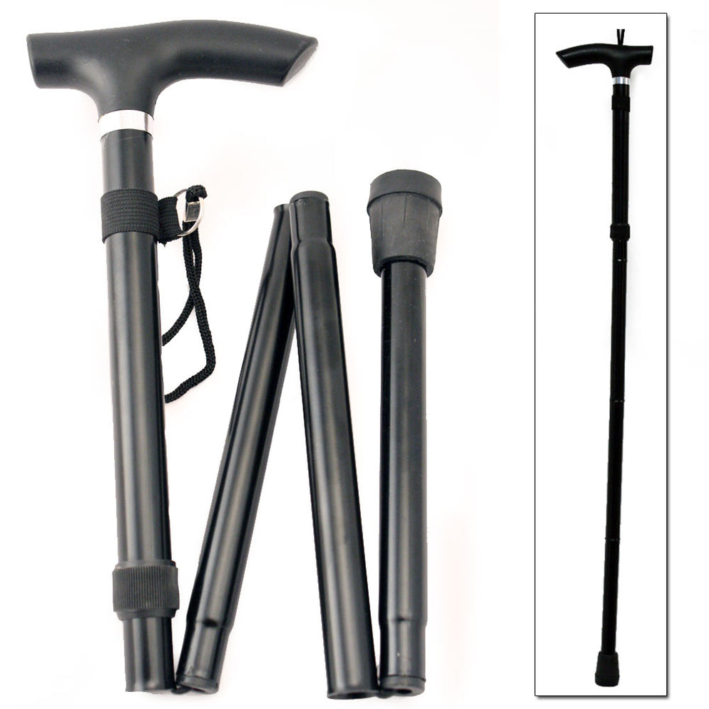 Travel Walking Cane Take Apart Folding Foldable Fold Up Stick Adjustab ...