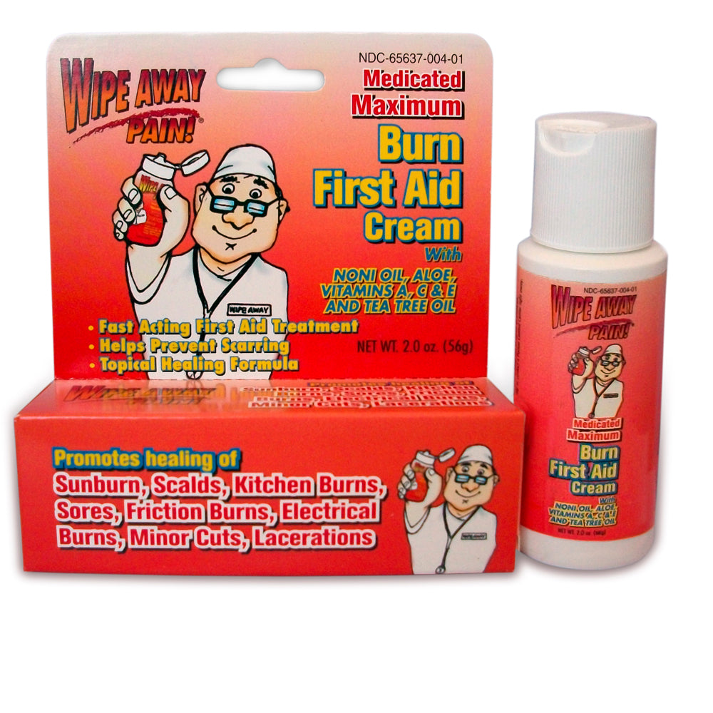 Burn First Aid Cream Medicated Skin Relief Wipe Away Wounds Abrasions ...