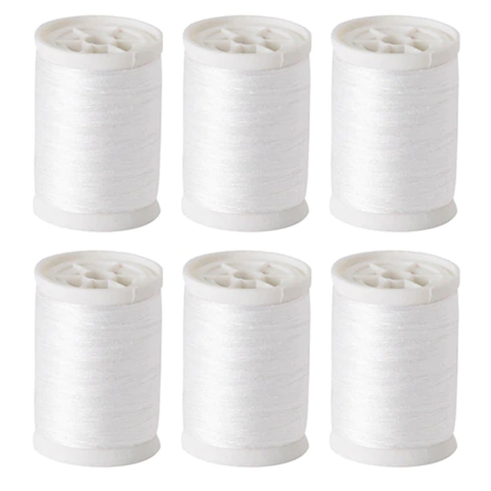6 Pc White Sewing Thread Set 150 Yard Spools Cotton Multipurpose Sew U ...