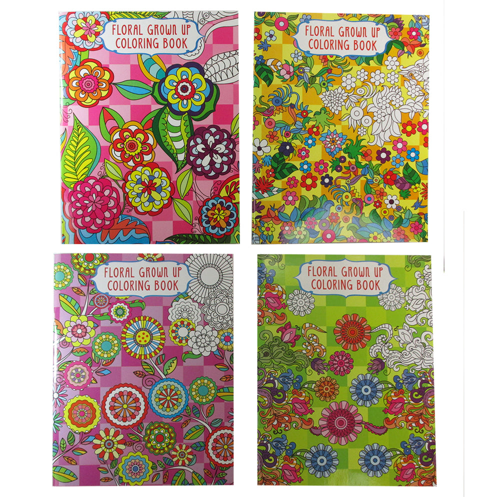 4 X Adult Coloring Books Calming Stress Relieving Relax Floral Designs ...