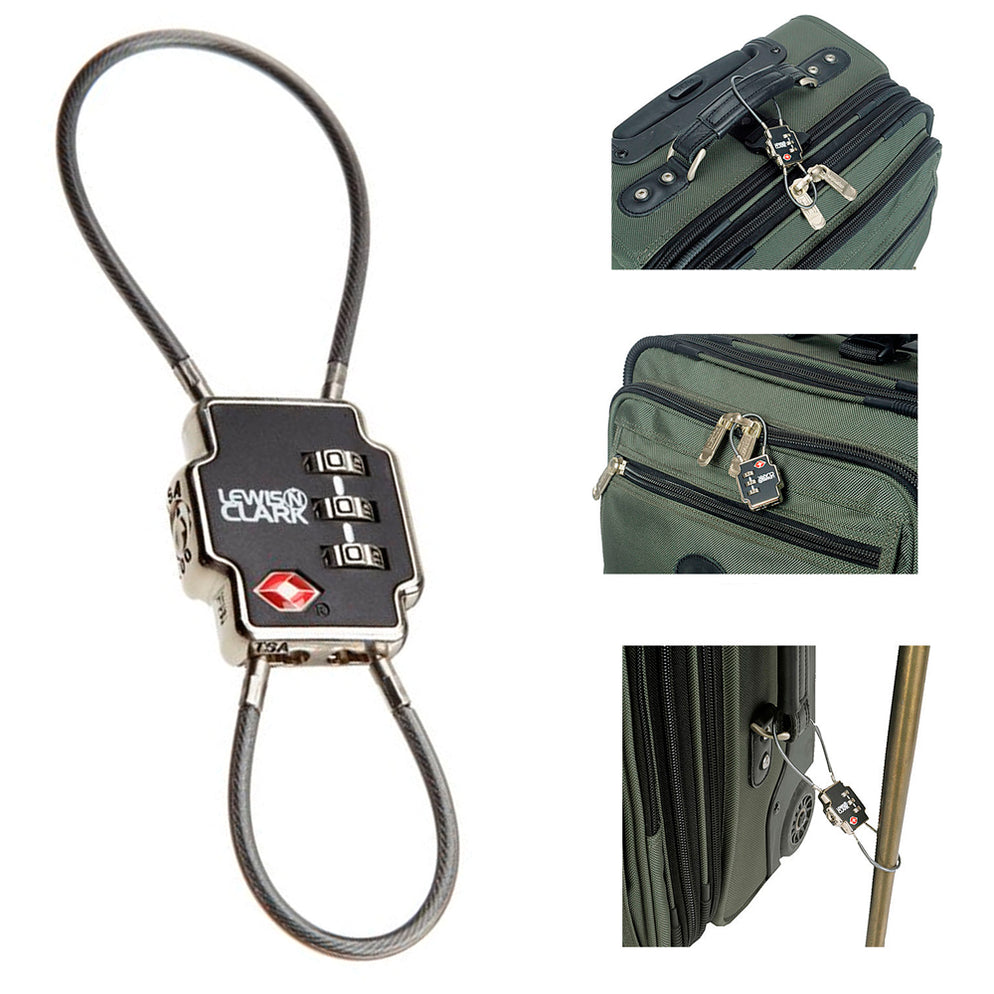 Lewis N Clark TSA Triple Security Lock Double Cable Combination Luggag ...